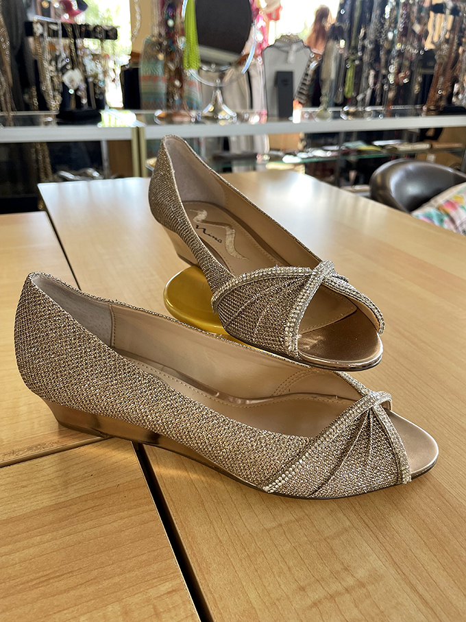 These glittering wedges prove comfort and glamour aren't mutually exclusive, especially when they come with a secondhand price tag.