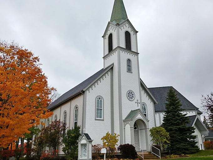 This pristine white church has witnessed more than a century of Harbor Springs history, standing tall through wars, depressions, and countless Michigan winters.