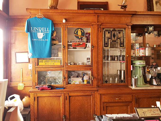 Part museum, part working restaurant &ndash; the vintage cabinets display treasures from decades past while still serving today's customers.