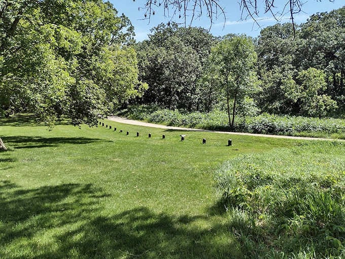 Manicured grounds provide a civilized counterpoint to wild prairie, where picnics and memories are equally welcome.