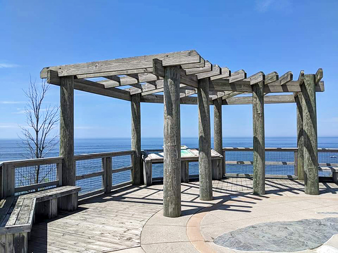 The Lake Michigan Overlook offers panoramic views that make smartphones seem woefully inadequate at capturing such vastness.