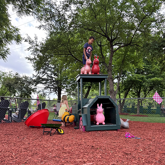 This playground isn't just for kids&mdash;it's a strategic parental sanity-saver where sugar-fueled youngsters can burn off milkshake energy.