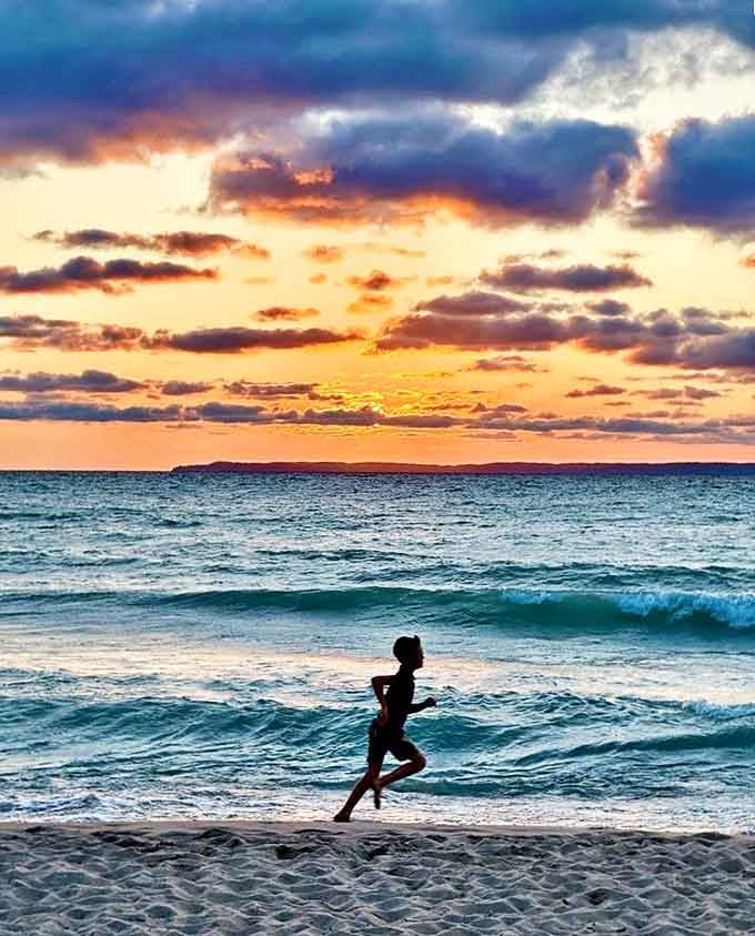 Freedom feels like this &ndash; a solitary runner finds joy where the rhythm of footsteps meets the rhythm of waves.