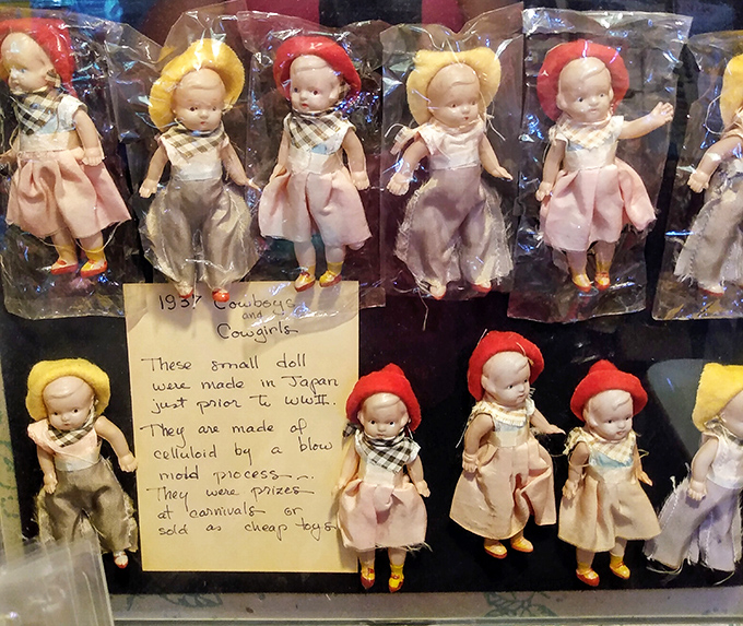 These delicate celluloid cowgirl dolls from 1937 Japan offer a poignant glimpse into pre-WWII toy manufacturing, preserved like tiny time travelers.