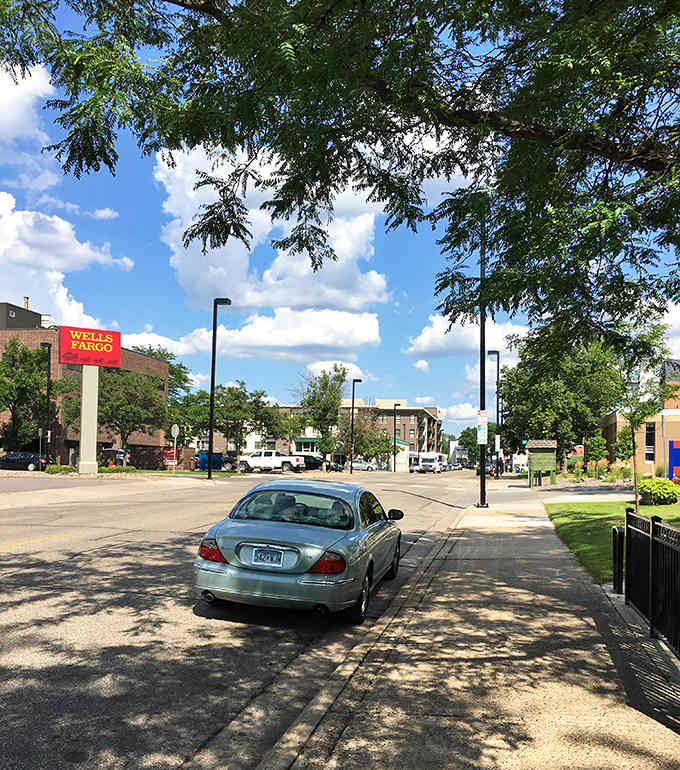 Tree-lined avenues create dappled shade for pedestrians, while historic buildings and modern amenities coexist in perfect small-town harmony.
