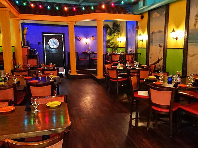 The dining room feels like it was plucked from a beachside restaurant and somehow teleported to Minnesota's north woods.