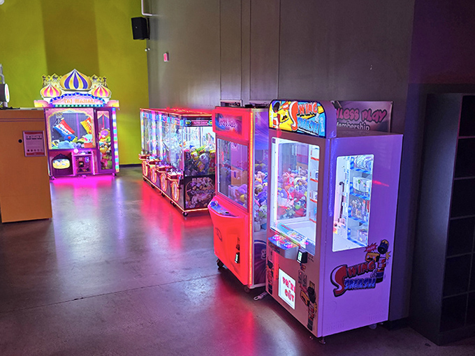 The arcade area offers digital thrills for those needing a break from gravity-defying adventures.