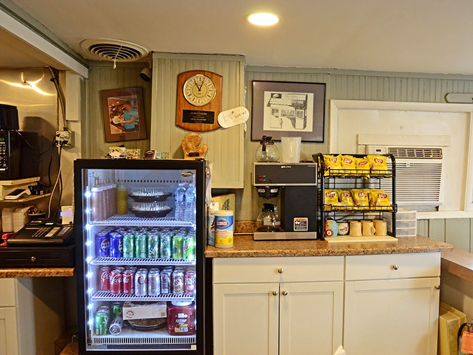 The beverage counter offers simple refreshments – because when the food is this good, you don't need fancy drinks to complete the experience.