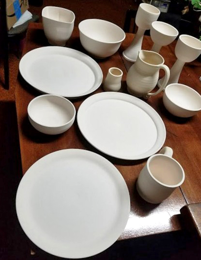 Ceramic pieces that look like they were pulled from the kiln of a woodland potter trained by forest spirits.