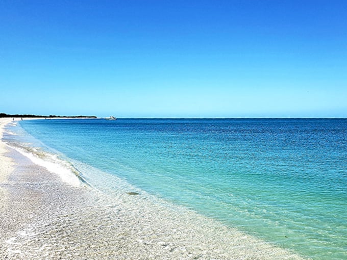 Water so clear you can count sand dollars without getting your wallet wet.