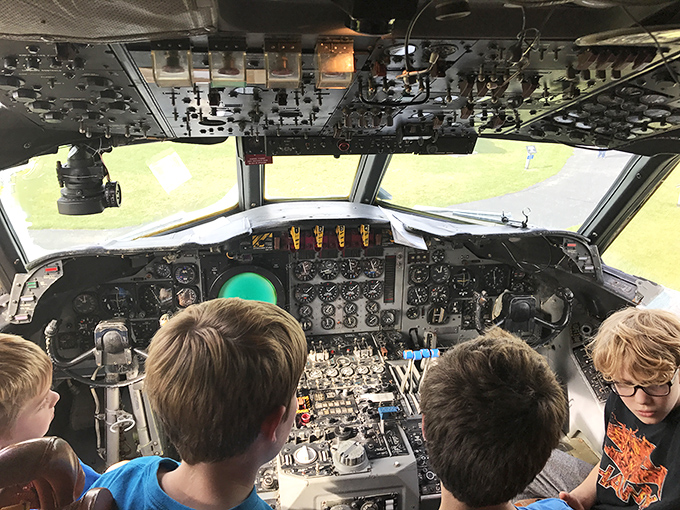 The dizzying array of switches, gauges and controls in this vintage cockpit reminds us that flying was once more art than science.