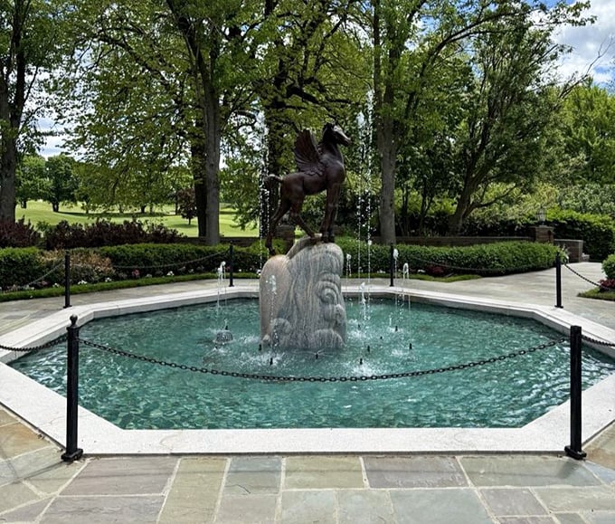 The Pegasus fountain &ndash; because when you're this wealthy, even your water features need mythological creatures to properly show off.