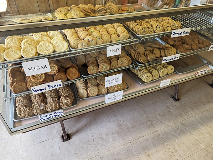 The cookie display showcases Swedish classics alongside American favorites, each one made with the same attention to detail as their famous donuts.