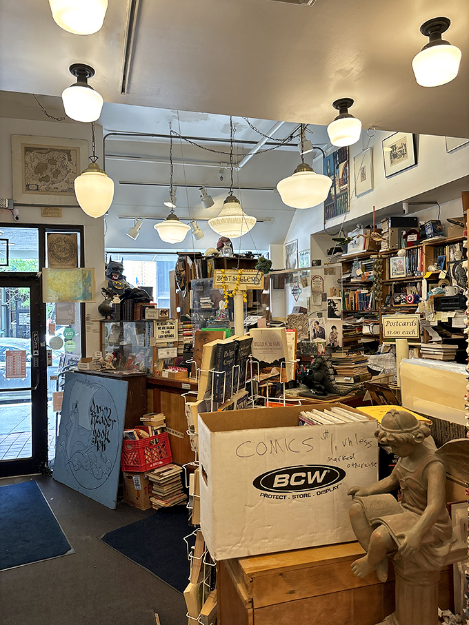 The entrance area welcomes literary pilgrims with organized chaos &ndash; a perfect preview of the delightful disorder and unexpected treasures awaiting inside.