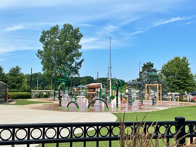 Water features create refreshing fun with unexpected sprays and fountains &ndash; nature's air conditioning with a side of childhood glee.