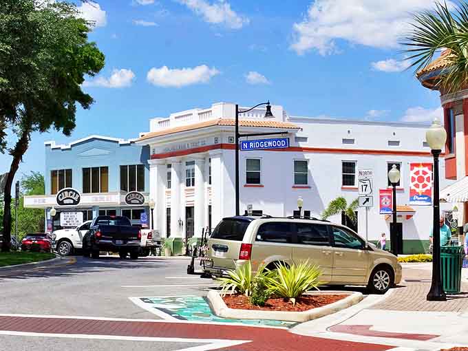 The historic Highlands Bank and Trust Building anchors downtown, its restored facade telling stories of Sebring's prosperous past.