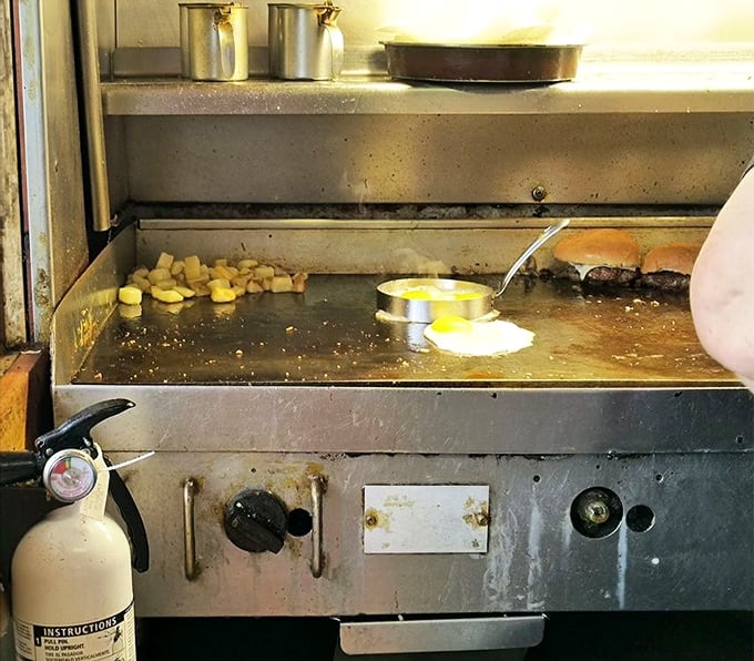 The well-seasoned flat-top grill &ndash; a piece of cooking equipment that's earned its retirement but keeps showing up for work anyway.