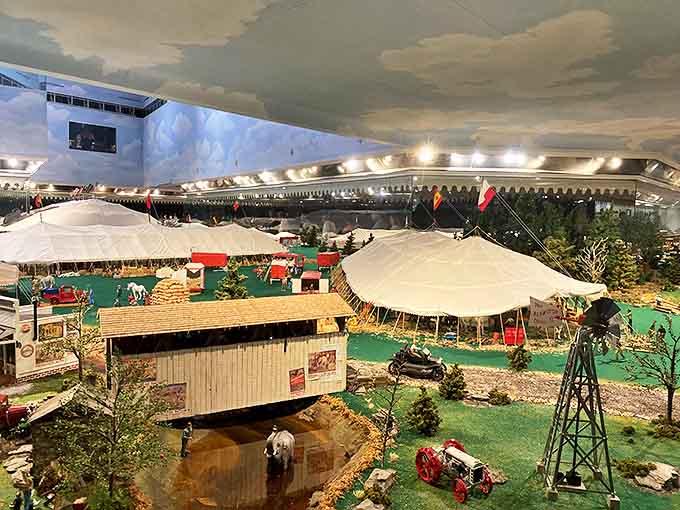 This intricate miniature display captures the circus world in exquisite detail, proving that the Ringlings' love of spectacle extended to every scale.