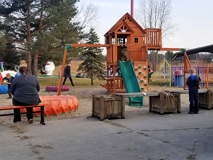 Energy to burn? The playground offers the perfect solution for kids experiencing the legendary sugar rush of premium custard.