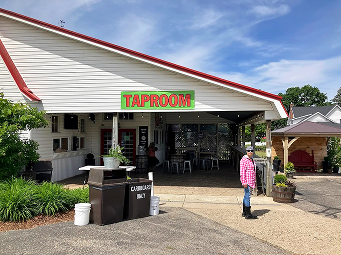 Outdoor seating areas invite visitors to slow down and savor both their treats and the pastoral views that stretch beyond the picnic tables.