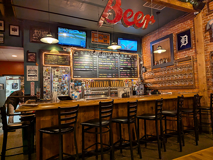 At the bar, taps line up like eager rookies waiting for their chance to shine in your glass and complement your vegan slice.