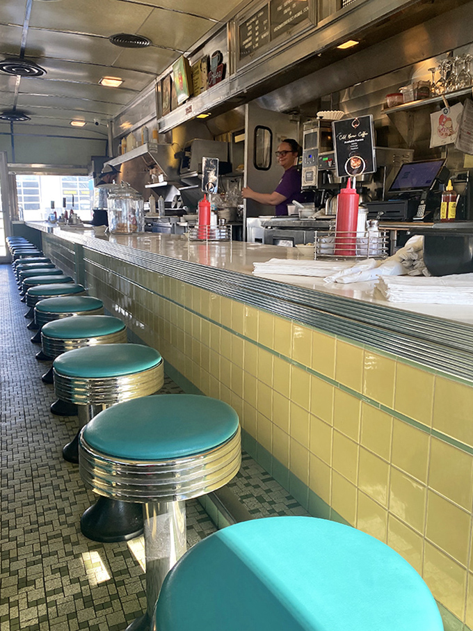 Bar Area: The heart of diner culture &ndash; gleaming countertops, swiveling stools, and the rhythmic dance of servers delivering plates with practiced precision.