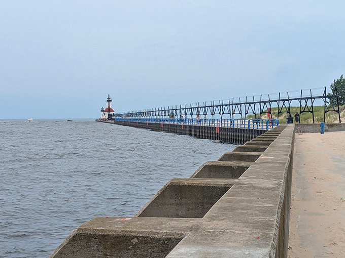 The sturdy seawall has protected the shoreline for generations, a testament to engineering that respects and works with nature's powerful forces.