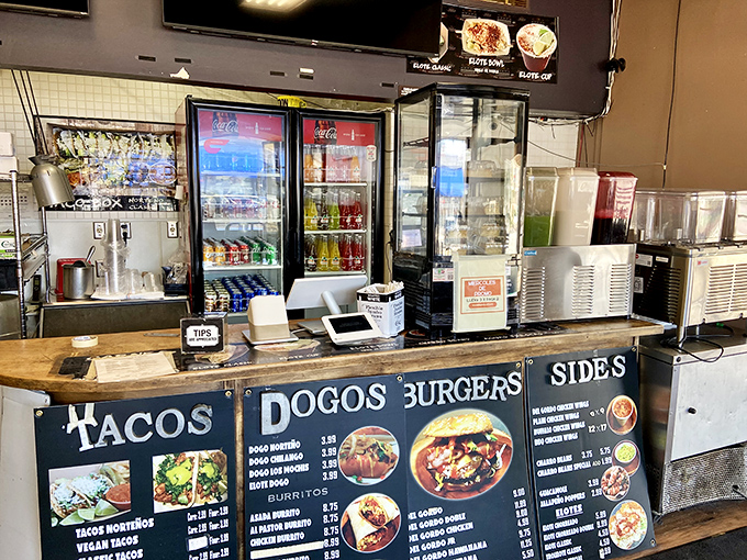 The ordering counter showcases the full spectrum of Mexican-American delights, where difficult decisions lead to delicious rewards.