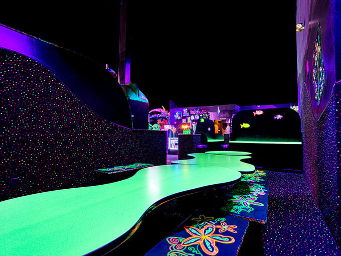 These aren't just tables &ndash; they're refueling stations where putters rest their weary arms before diving back into the fluorescent fray.