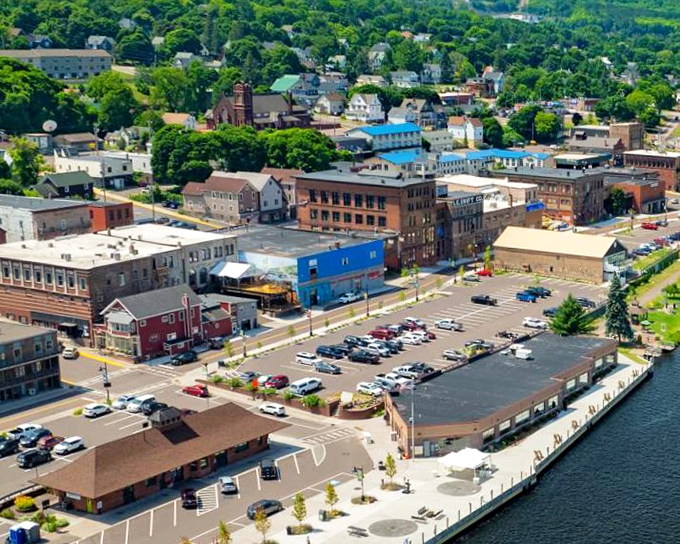 Downtown Houghton unfolds like a miniature movie set where real people live real lives against a backdrop too picturesque to seem possible.