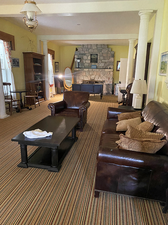 The main lounge invites lingering conversations that stretch late into evening, with comfortable leather furniture that's witnessed decades of vacation stories.