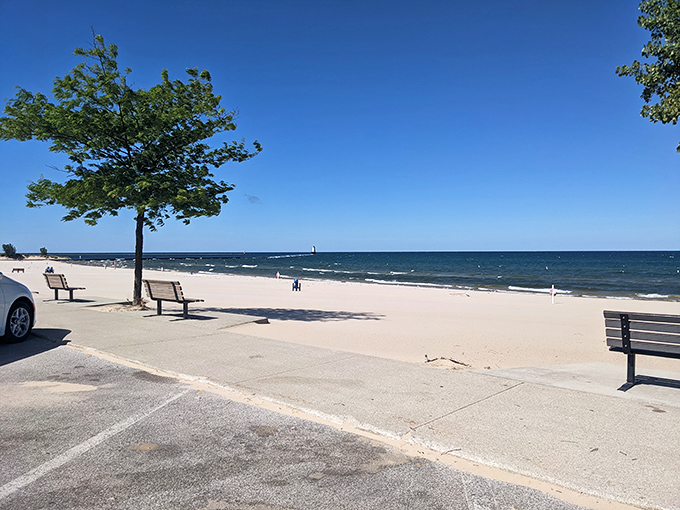 Lake Michigan's shoreline offers front-row seats to nature's greatest show &ndash; just add a bench and the stress of everyday life melts away.