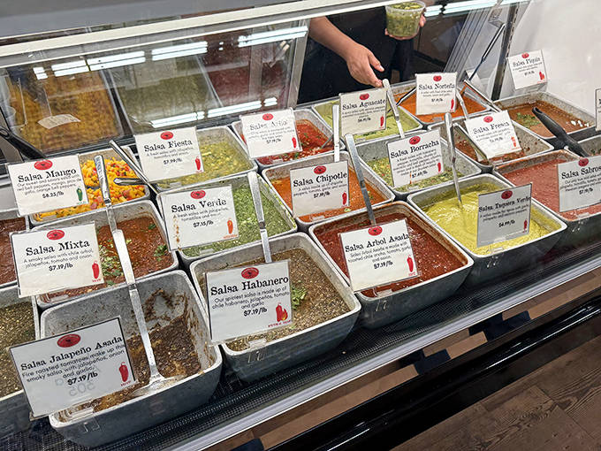 A rainbow of house-made salsas ranging from "pleasant warmth" to "is my tongue still attached?" &ndash; each one a perfect companion to their fresh tortilla chips.