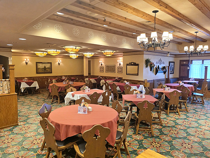 Dining rooms spacious enough to accommodate your food coma, decorated with enough Bavarian charm to transport you overseas.