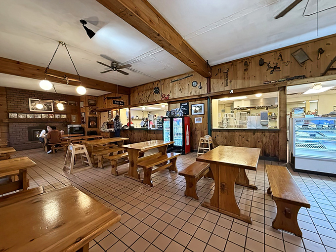 The seating area invites you to slow down and savor the moment, preferably with a donut in hand and zero plans to share.