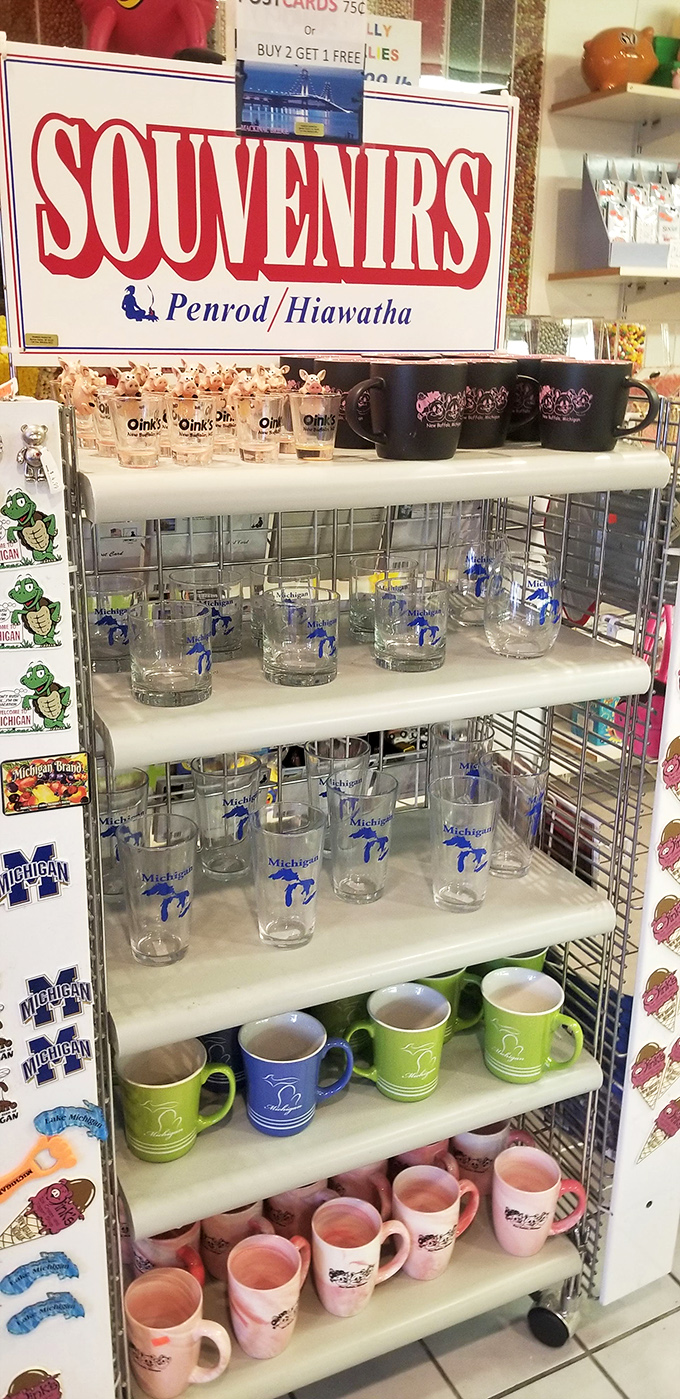 Michigan pride flows through Oink's souvenir collection &ndash; take home a memory that lasts longer than that triple scoop you devoured.