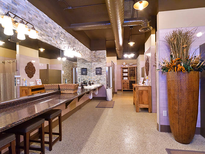 Sleek, clean, and calming. This washroom continues the spa experience, proving even the practical spaces deserve beautiful design.