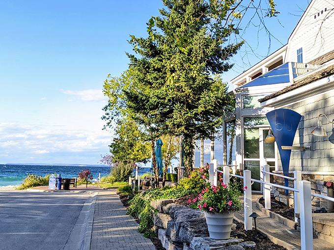 Coastal charm meets Midwest hospitality in Glen Arbor's waterfront establishments, where beach days transition to evening delights.