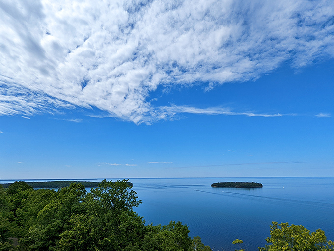 Postcard-perfect views of Green Bay's azure waters make every uphill step worthwhile &ndash; nature's own "I told you so."