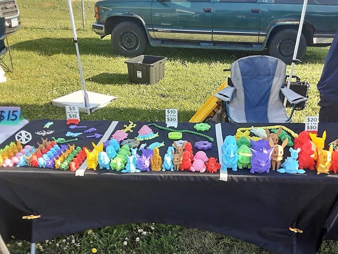 Miniature menagerie: Colorful figurines stand at attention, each tiny sculpture waiting for the perfect collector to give it pride of place on a shelf.