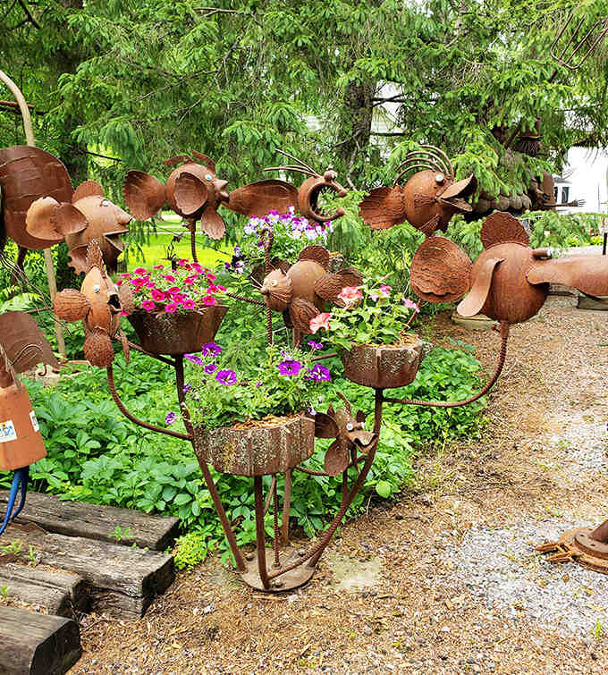 This flowering metal creation proves that even in Wisconsin, exotic species can thrive &ndash; especially when crafted from recycled materials.