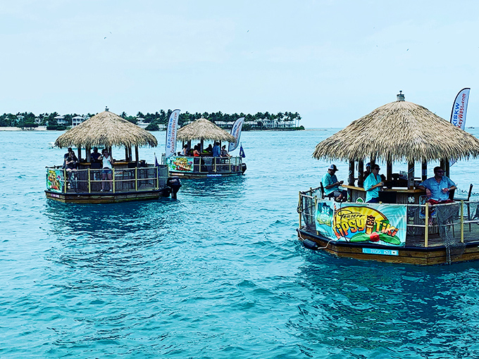 Like a tropical mirage, these thatched-roof vessels create an unforgettable silhouette against Key West's famous blue waters.