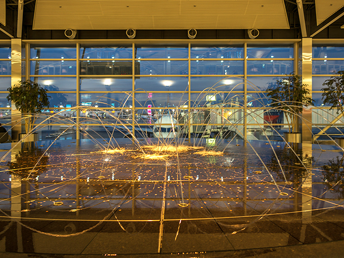 Beyond the terminal windows, the airport's fountain display offers another moment of unexpected beauty &ndash; Detroit clearly believes travel should include moments of wonder.