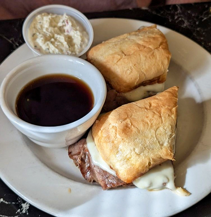 A French dip sandwich that makes other sandwiches jealous&mdash;tender beef, melty cheese, and au jus that's practically liquid gold.