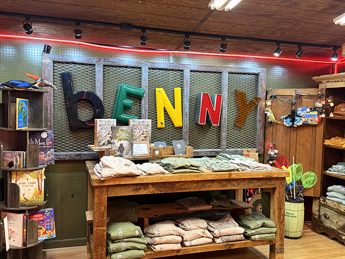 Colorful "Benny" merchandise fills the nearby gift shop, where visitors can take home a memento of their encounter with Michigan's gentle giant.