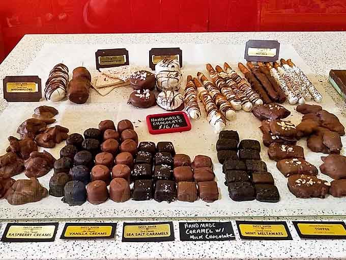 The handmade chocolate counter &ndash; where truffles are displayed with the reverence usually reserved for crown jewels or newborn babies.