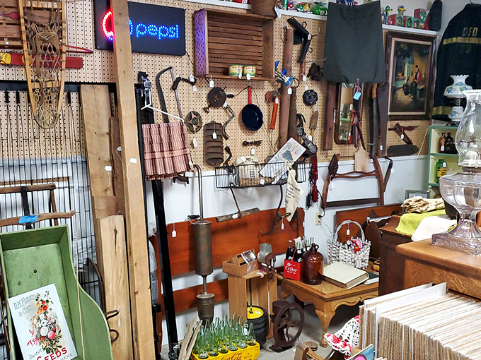 Furniture displays blend comfort with vintage appeal, offering shoppers the chance to imagine these pieces bringing character to their own living spaces.