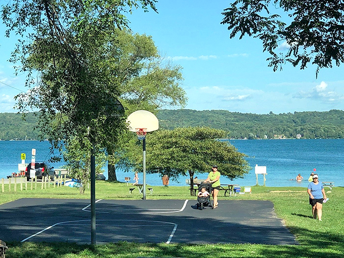 Basketball with a backdrop that's hard to beat &ndash; where missed shots are forgotten in the face of such spectacular natural beauty.