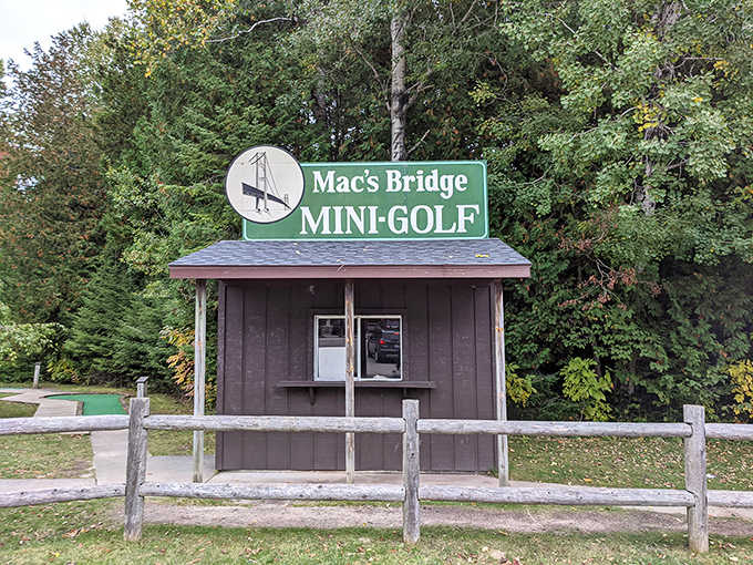 Mac's Bridge Mini-Golf offers a perfect family challenge, where even the most experienced putters find themselves delightfully confounded.