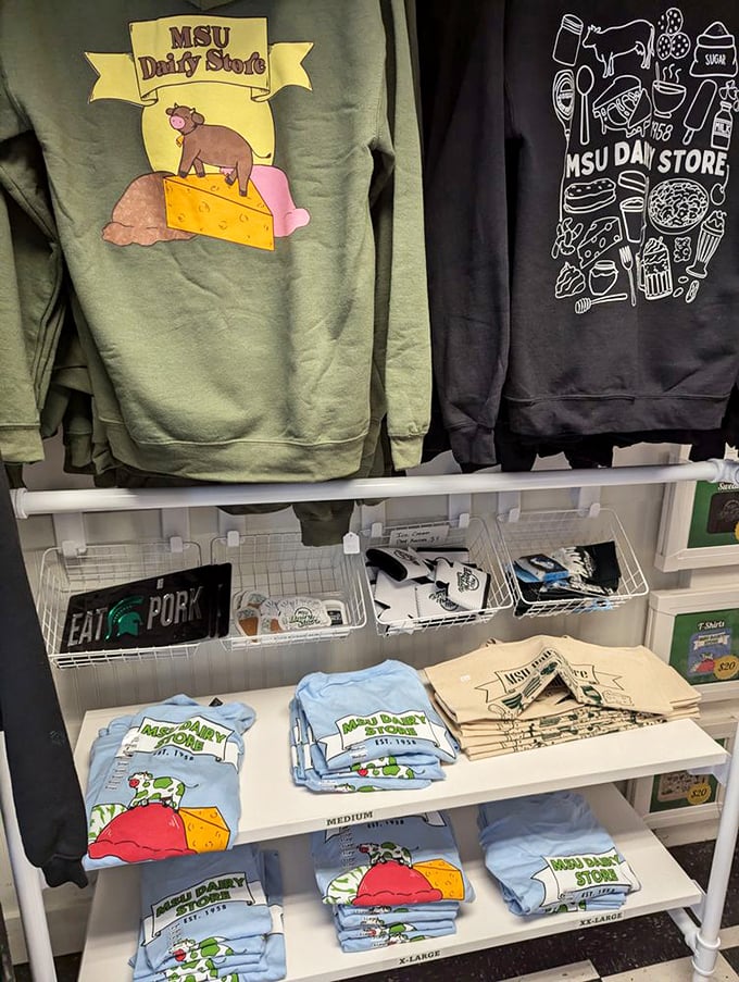 Spartan pride extends beyond the playing field to the freezer case with these ice cream-themed campus souvenirs.